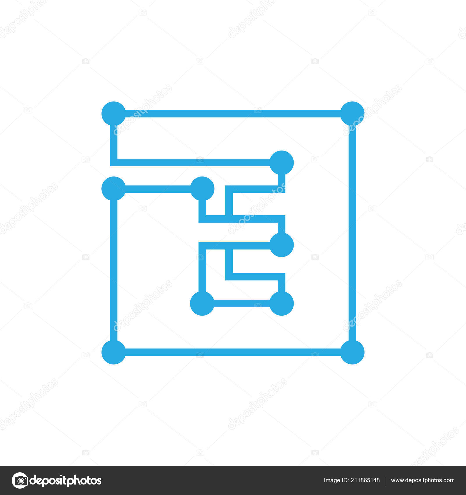 Initial Letter Blockchain Logo Square Outline Stroke Stock Vector by ...