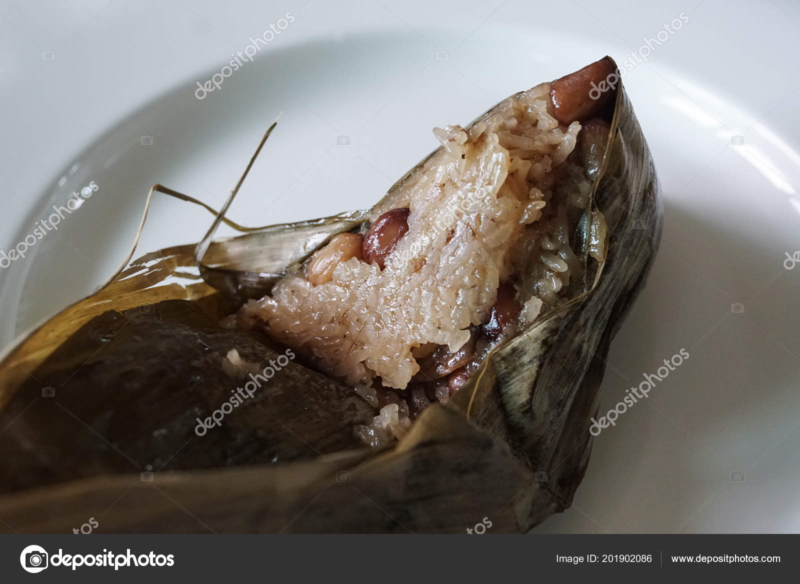 Chinese Sticky Rice Steam Pork Salt Egg Banana Leaf — Stock Photo ...