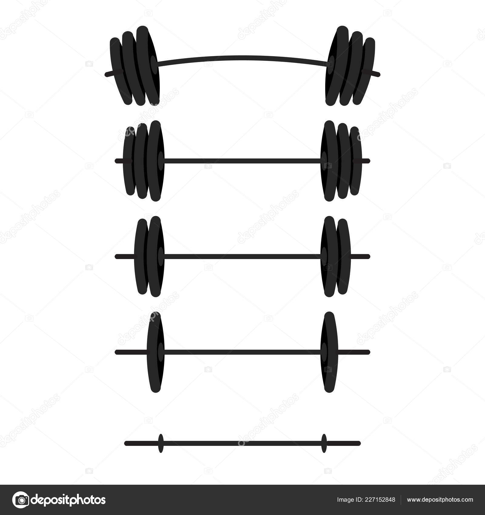 Black barbells with different weight set for gym, fitness and athletic ...