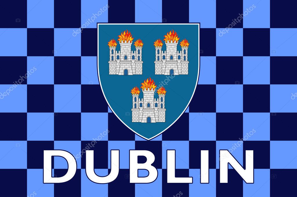 Bandera de Dublín es la capital y la ciudad más grande de Irlanda. Ilustración vectorial 2022