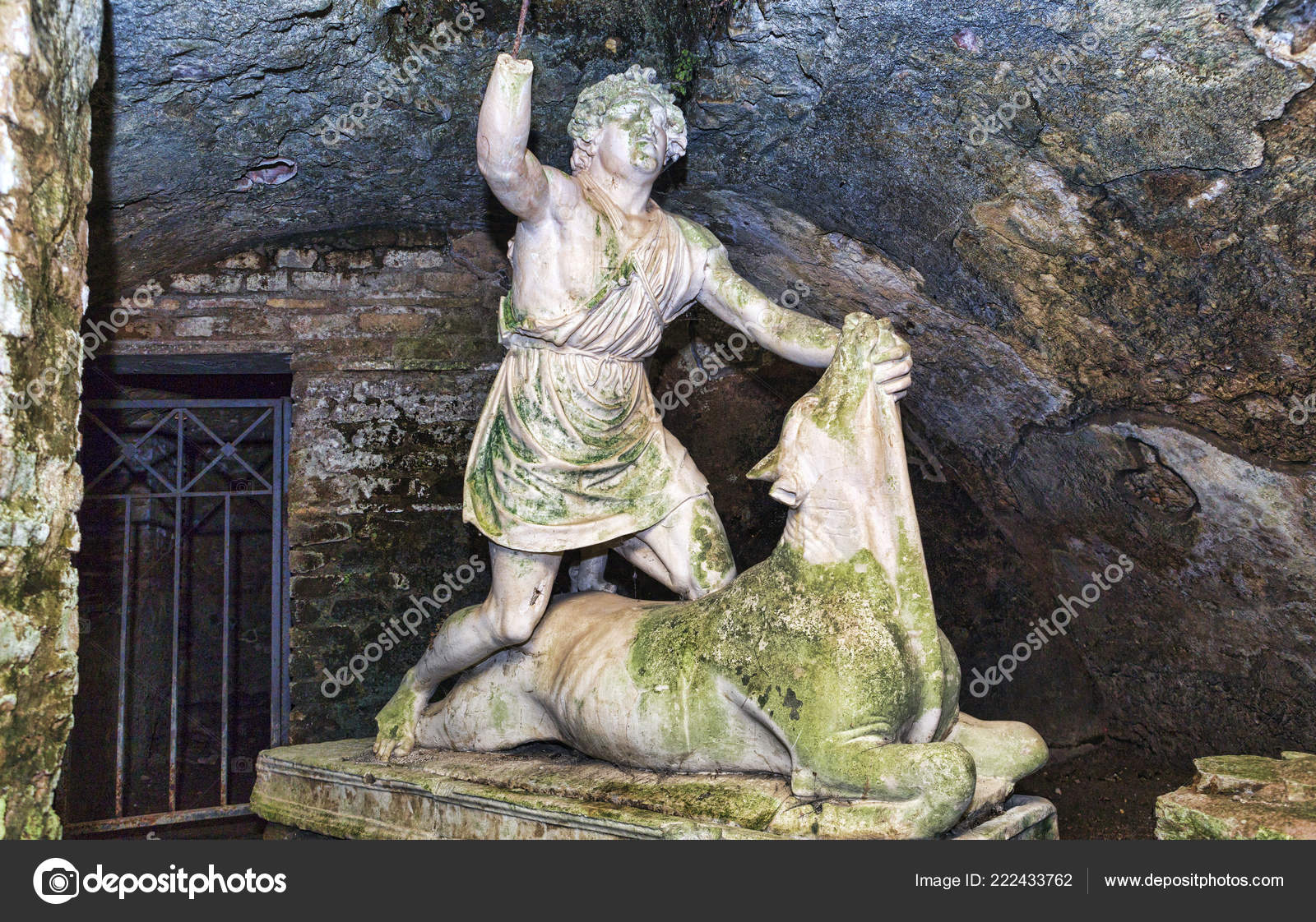 Statue God Mithras Killing Bull Thermal Mithraeum Archaeological ...