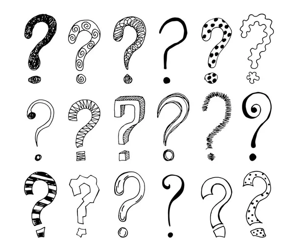 Set Hand Drawn Question Marks Doodle Questions White Background ...
