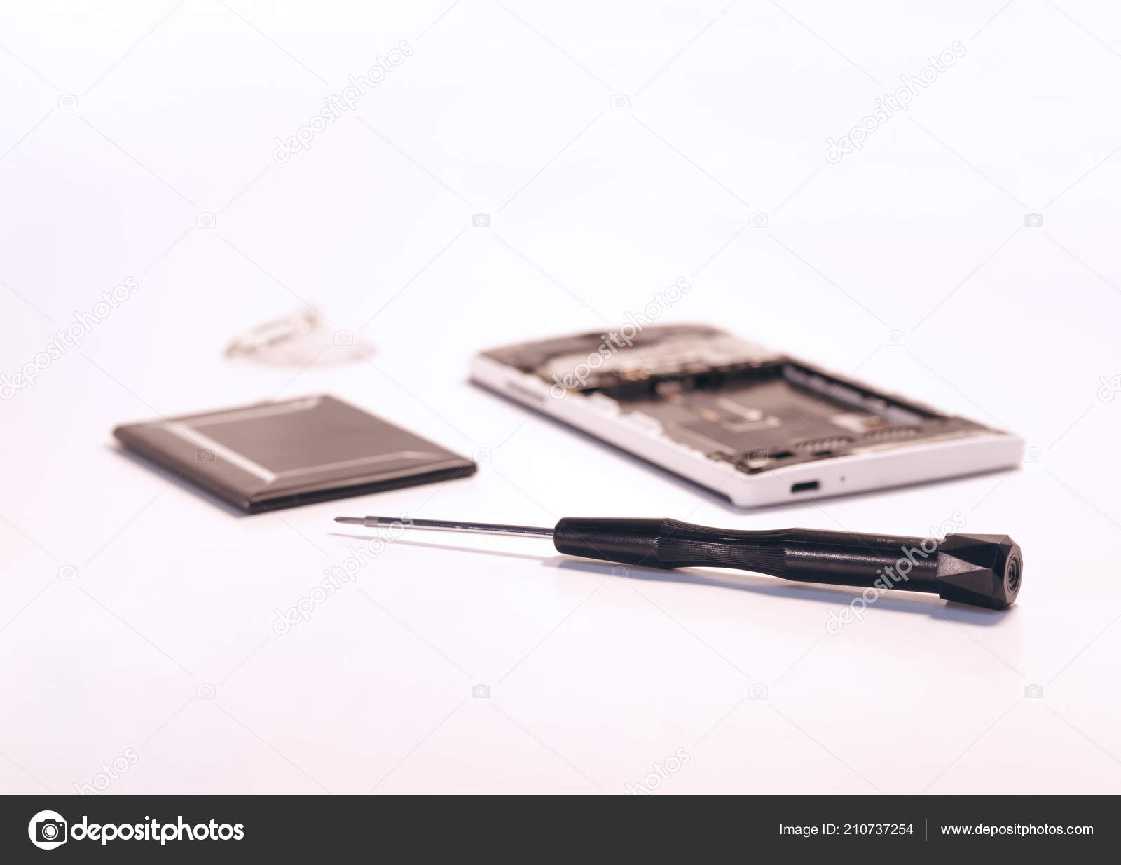 Screwdriver Opened Smartphone's Backside Cover New Battery Smartphone ...