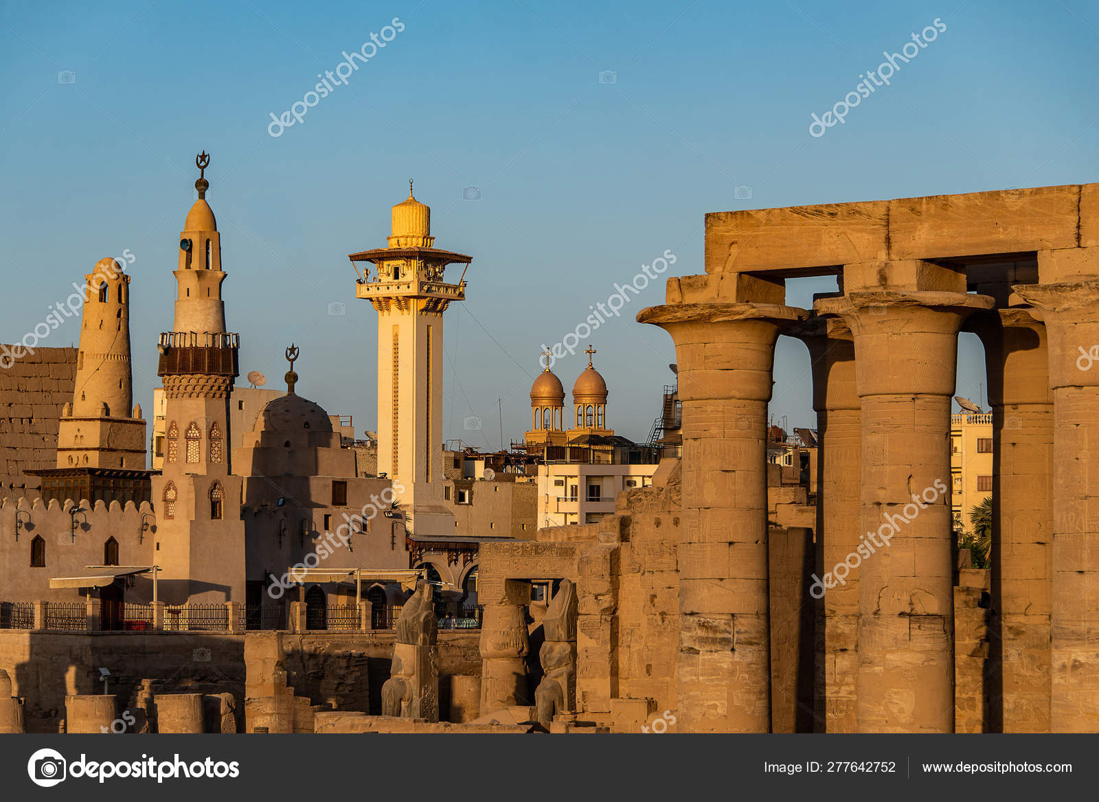 Catholic Church and Muslim Mosque Tower religion Symbols together in ...