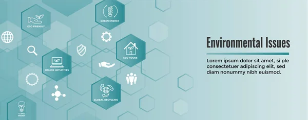 Environmental Issues Header Web Banner Recycling Etc Icon Set Stock ...