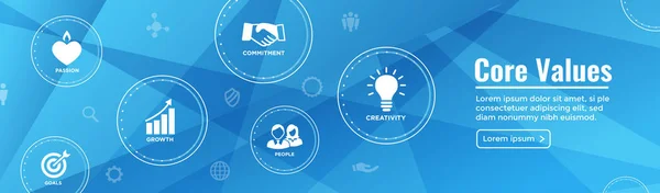 Core Values Outline Icon Person Collaborating Thinking Ideas Web Banner ...