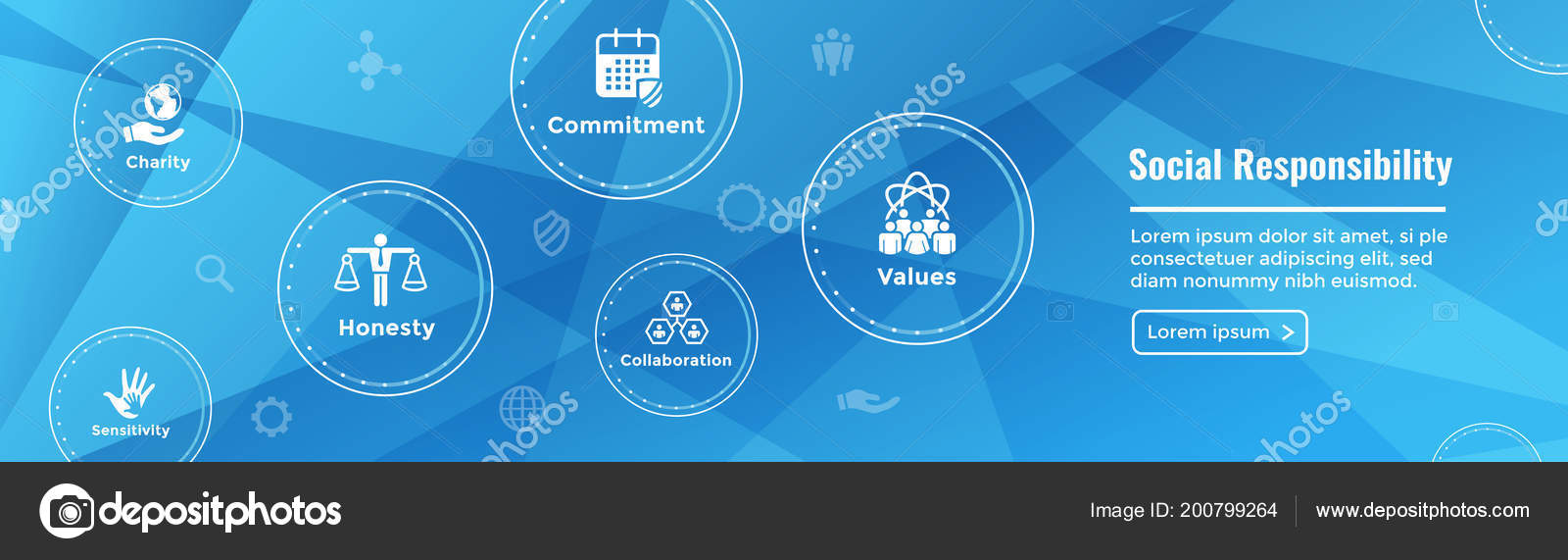 Social Responsibility Web Banner Icon Set Web Header Banner Honesty ...