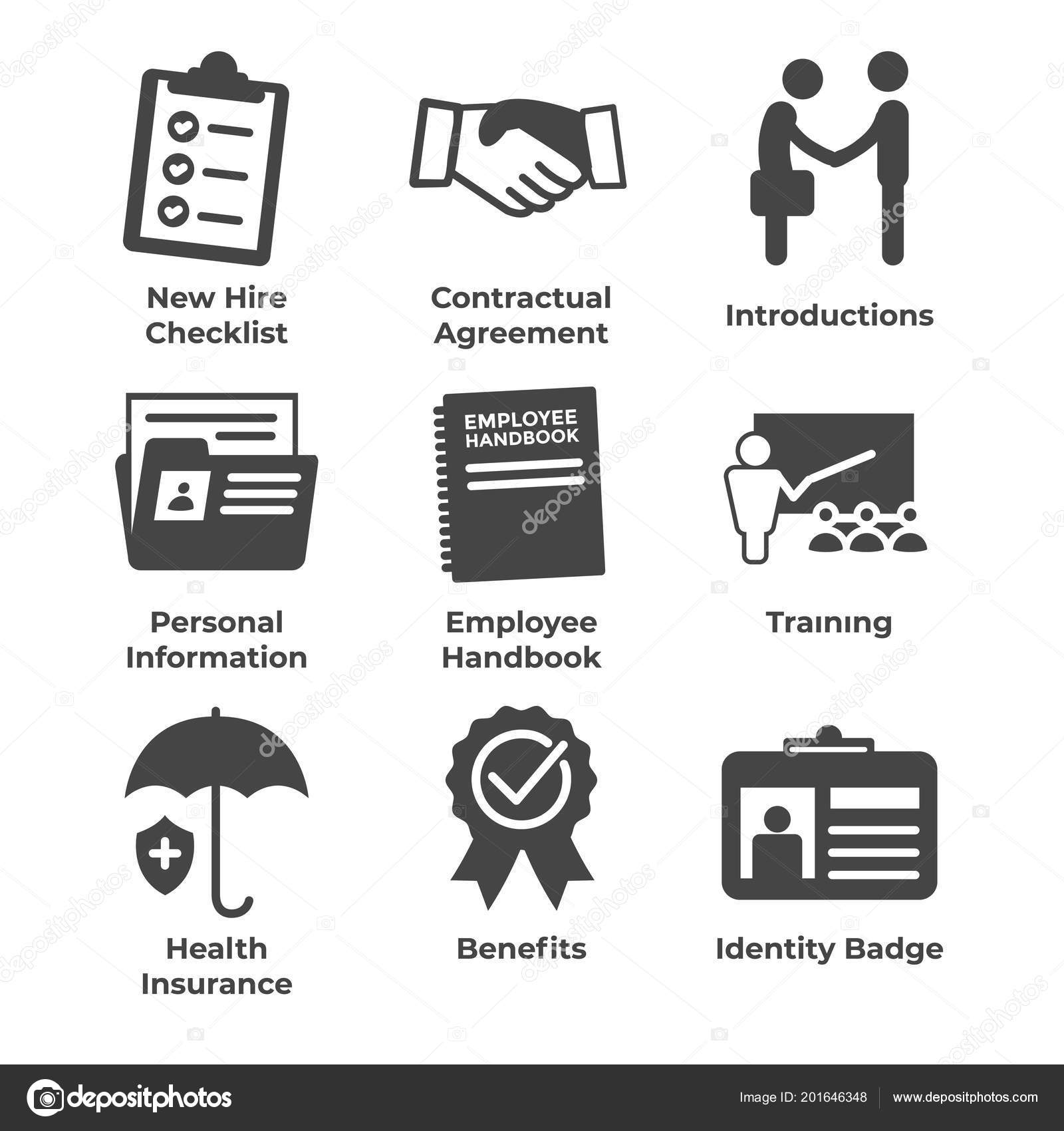 Nuevo Conjunto Iconos Del Proceso Contratación Empleados Con Lista ...