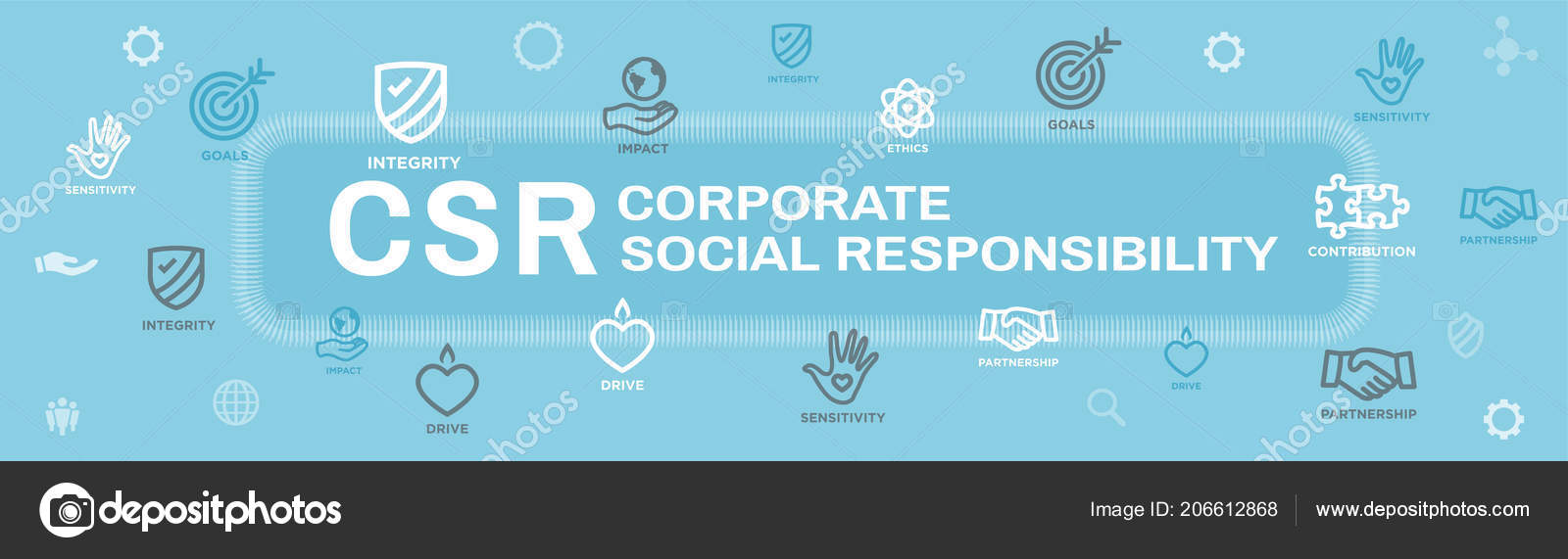 Csr Social Responsibility Web Banner Icon Set Web Header Banner Stock ...
