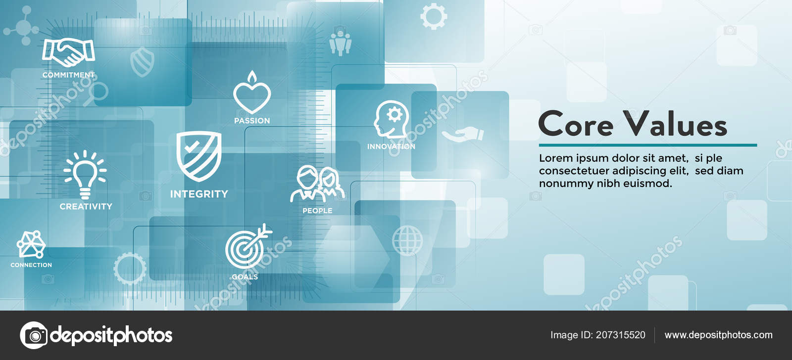 Core Values Outline Icon Person Collaborating Thinking Ideas Web Banner ...