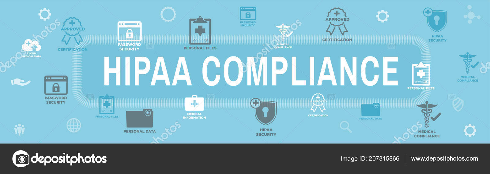 Hipaa Compliance Web Banner Header Medical Icon Set Text Stock Vector ...