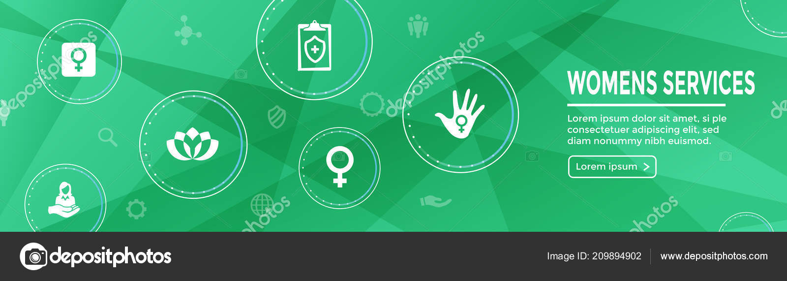 Women's Services Icon Set Web Header Banner Female Symbol Stock Vector ...