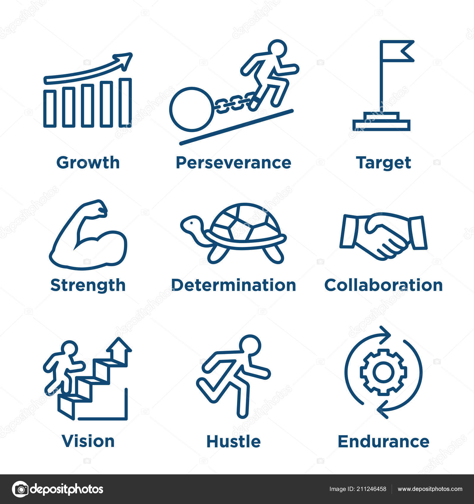 Persistence Icon Set Image Extreme Motivation Drive Set Persevering ...