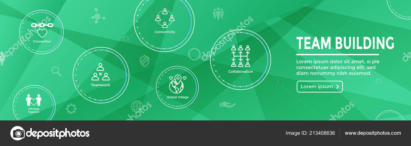 Team Building Teamwork Connectivity Icon Set Stick Figures ...