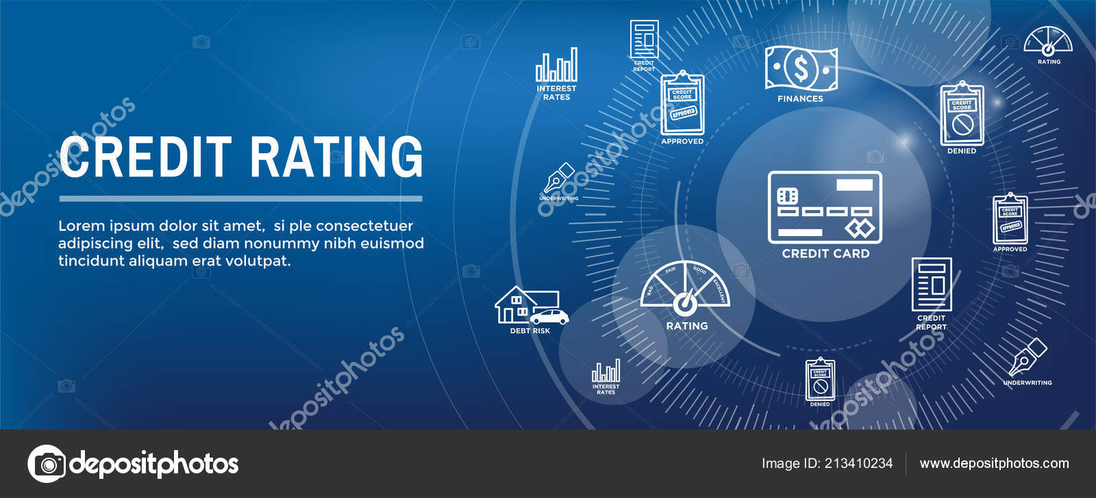 Credit Rating Header Web Banner Debt Credit Card Credit Score Stock ...