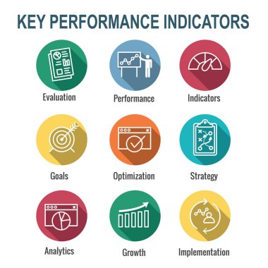 Kpi Key Performance Indicators Icon Set Evaluation Growth Strategy Etc ...