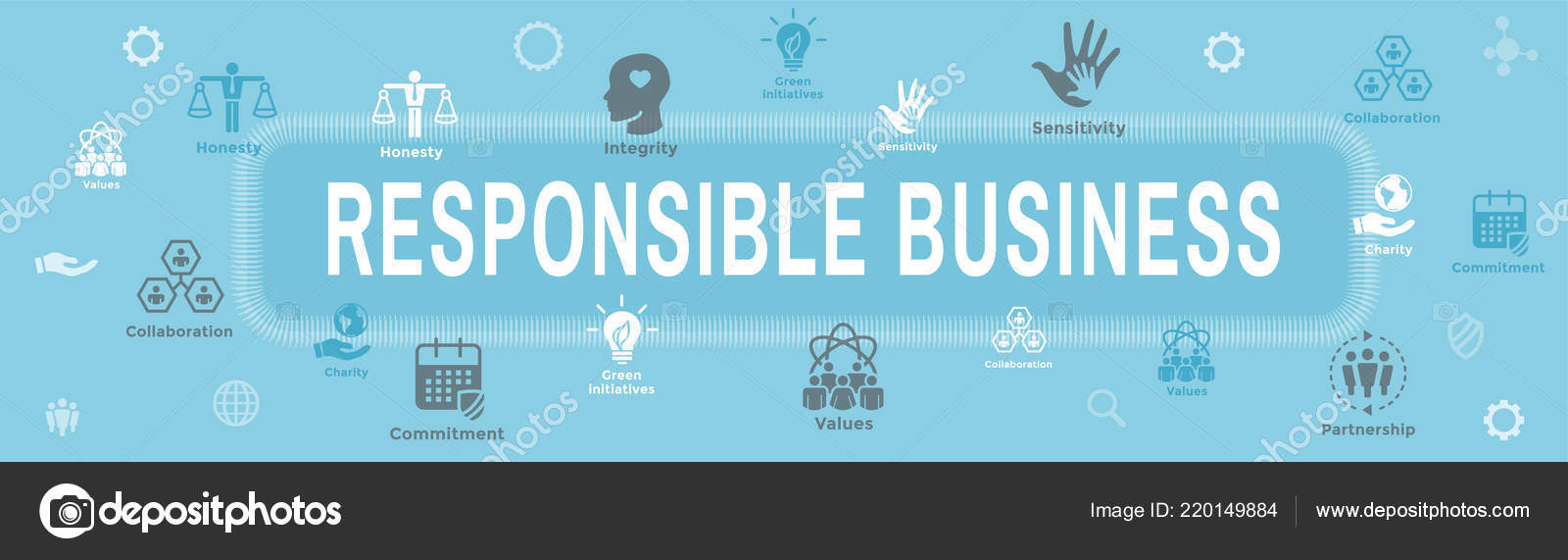 Social Responsibility Web Banner Icon Set Web Header Banner Honesty ...