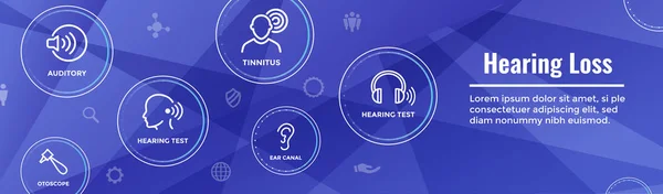 Hearing Aid Loss Web Header Banner Sound Wave Images Set Stock Vector ...