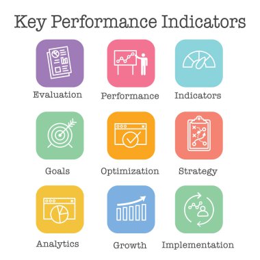 Kpi Key Performance Indicators Icon Set Evaluation Growth Strategy Etc ...