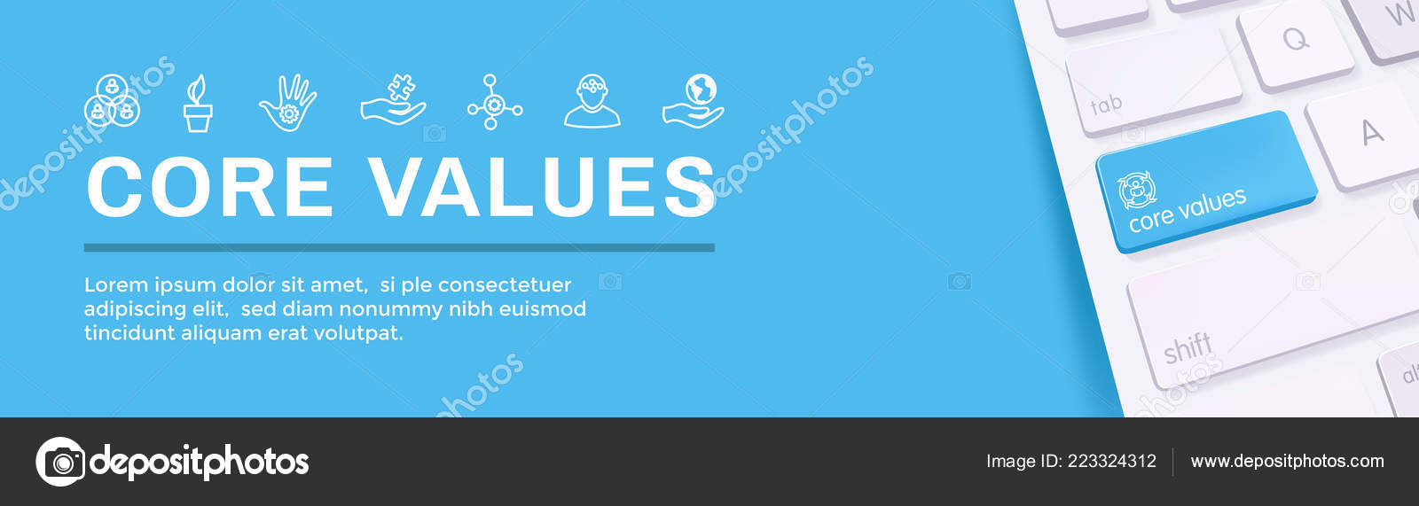 Core Values Web Header Banner Image Integrity Mission Etc Icon Stock ...