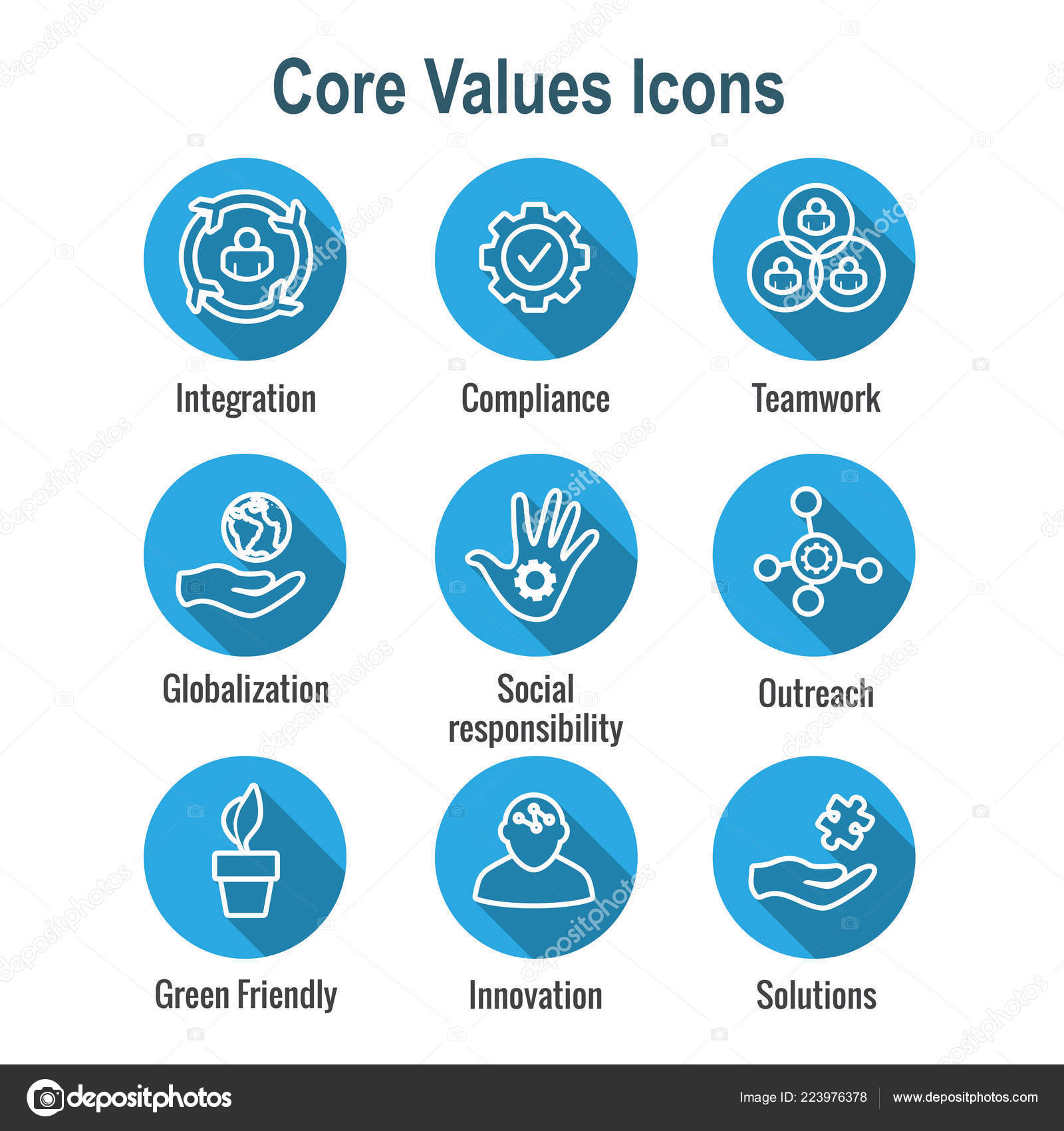 Core Values Outline Line Icon Conveying Integrity Purpose Stock Vector ...