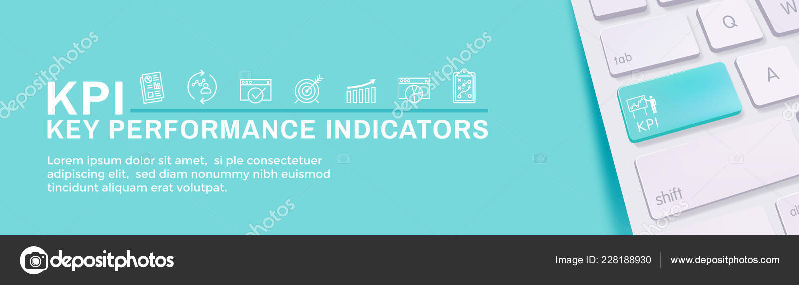 Kpi Key Performance Indicators Web Header Banner Icon Set Stock Vector ...