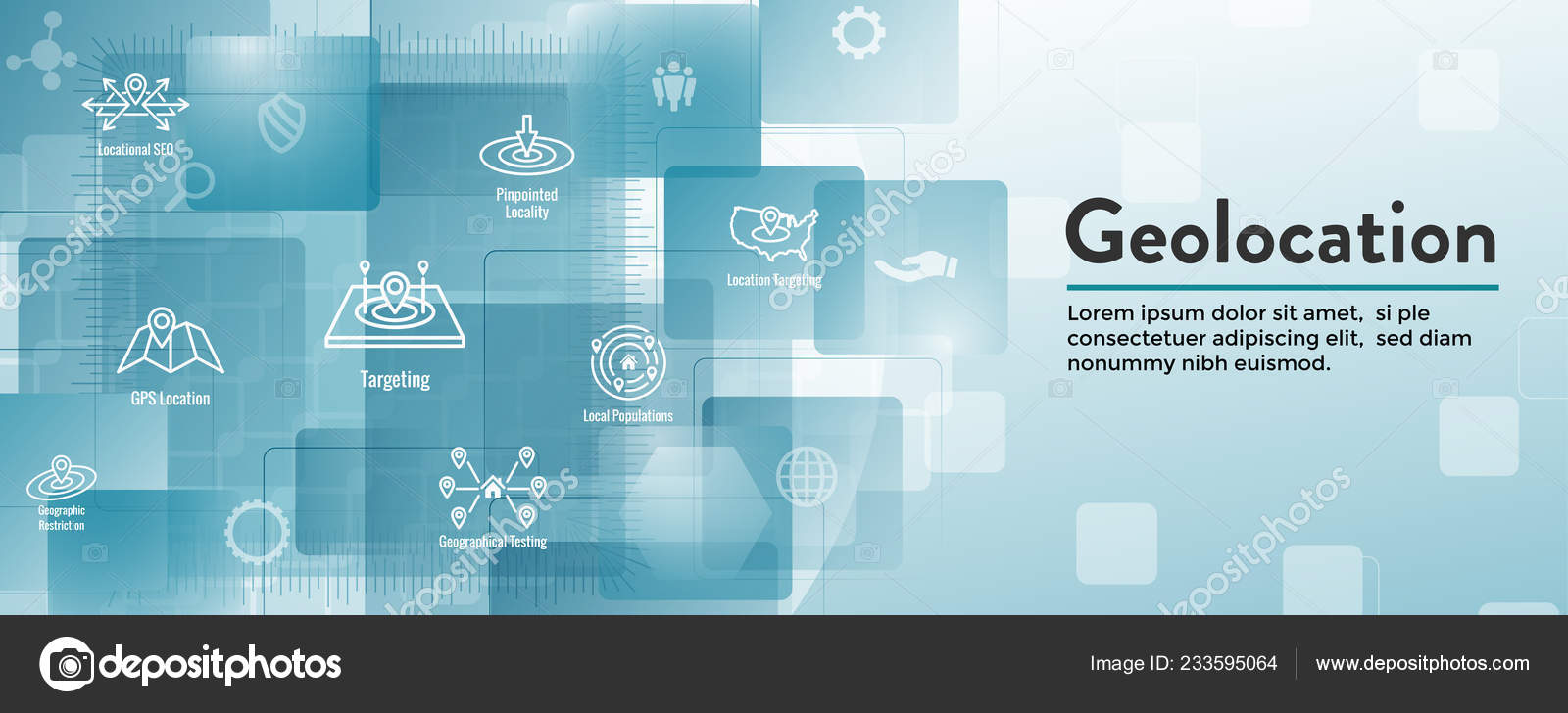 Geo Location Targeting Gps Positioning Geolocation Icon Set Web Header ...