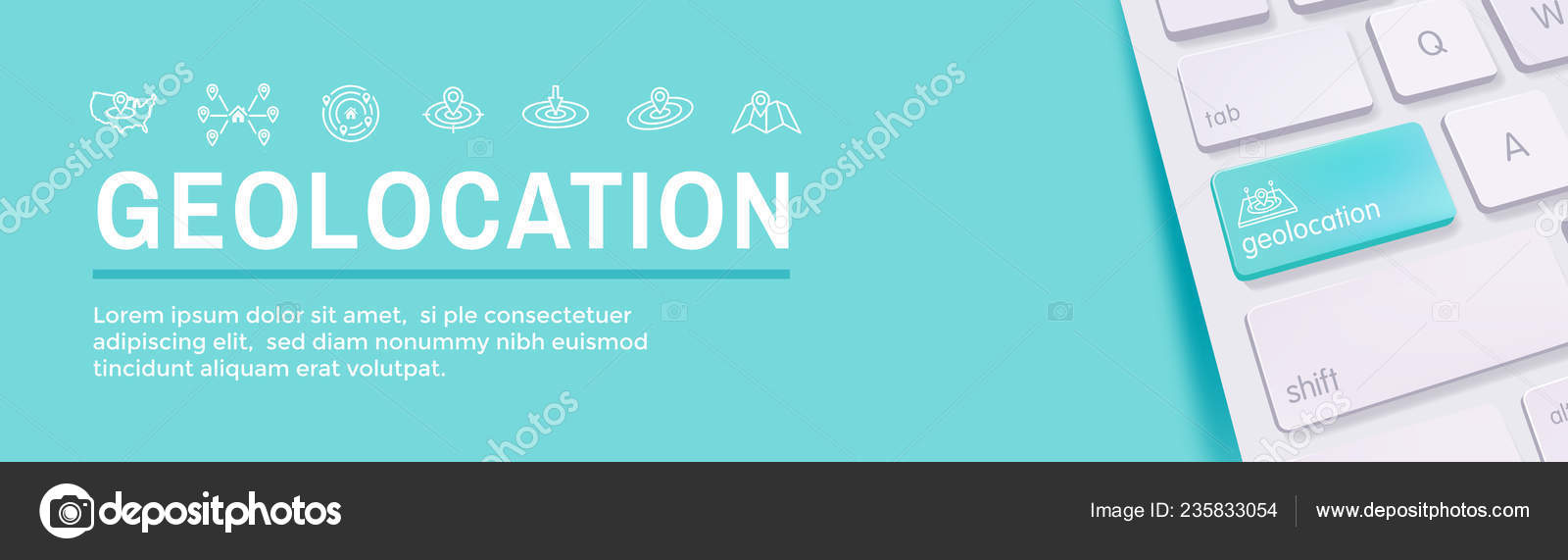 Geo Location Targeting Gps Positioning Geolocation Icon Set Web Header ...