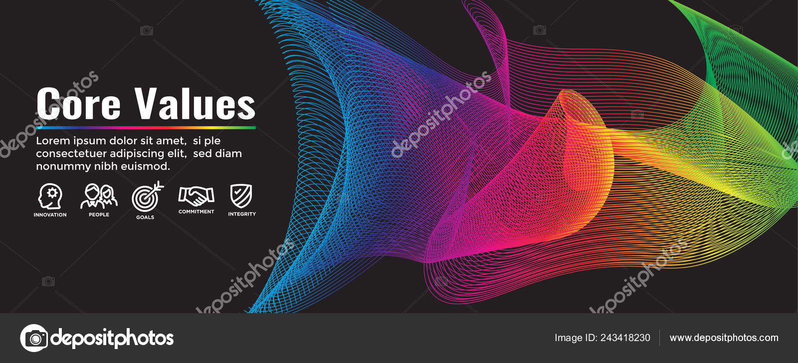 Core Values Web Header Banner Image Integrity Mission Etc Icon Stock ...