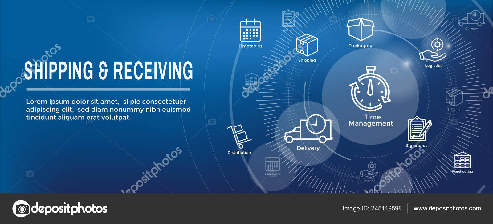 Shipping Receiving Icon Set Boxes Warehouse Checklist Etc Stock Vector ...