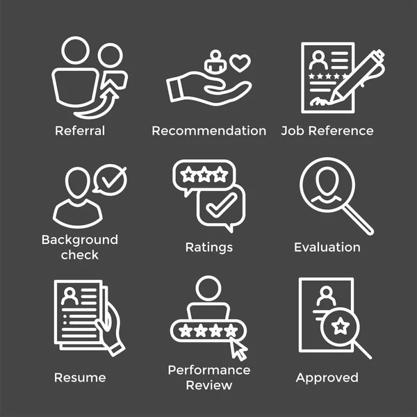 Referral Job Reference Icon Set Recommendations Performance Review Etc ...