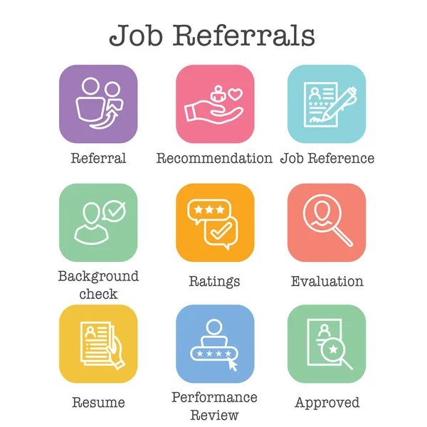 Referral Job Reference Icon Set Recommendations Performance Review Etc ...