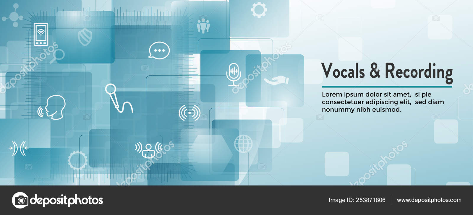 Vocal and Recording Command Icon with Sound Wave Images Web head Stock ...