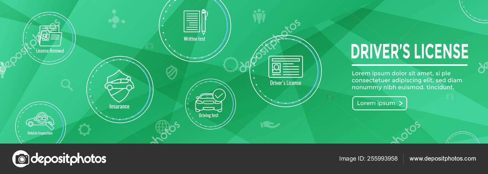 Drivers Test and License Icon Set and - Web Header Banner Stock Vector ...