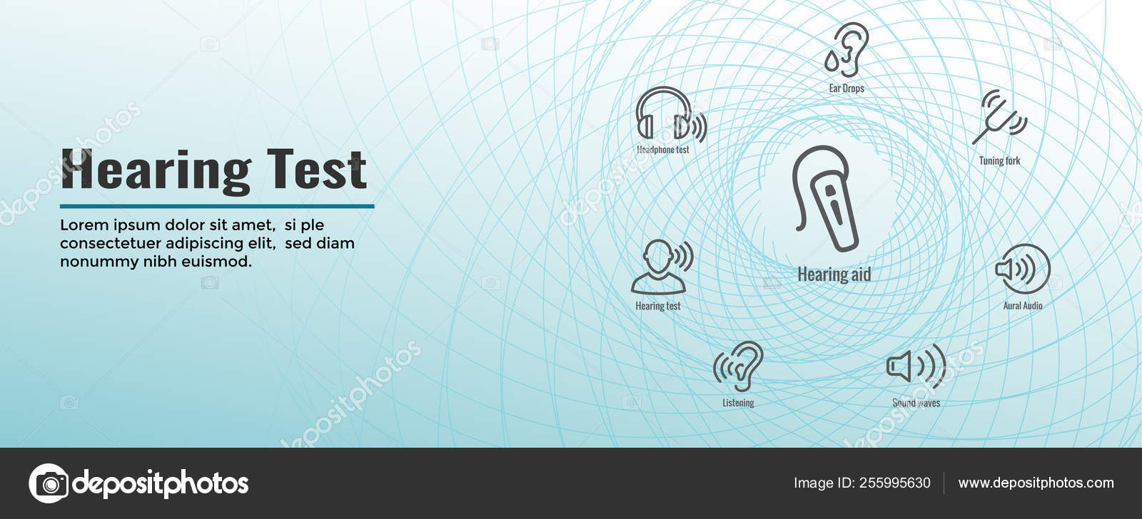 Teste auditivo Web Header Banner Conjunto de imagens de onda sonora ...