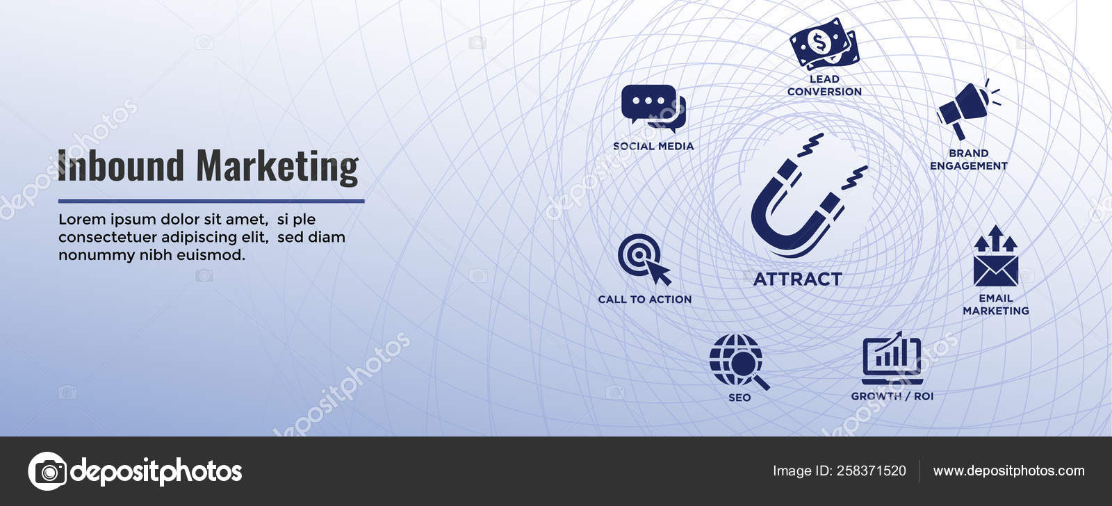 Digital Inbound Marketing Web Banner with Vector Icons with CTA, Stock ...