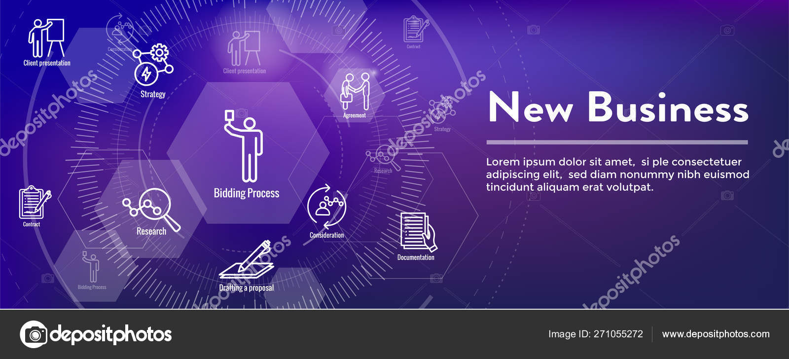 New Business Process Web Header Banner / Icon Set Stock Vector by ...