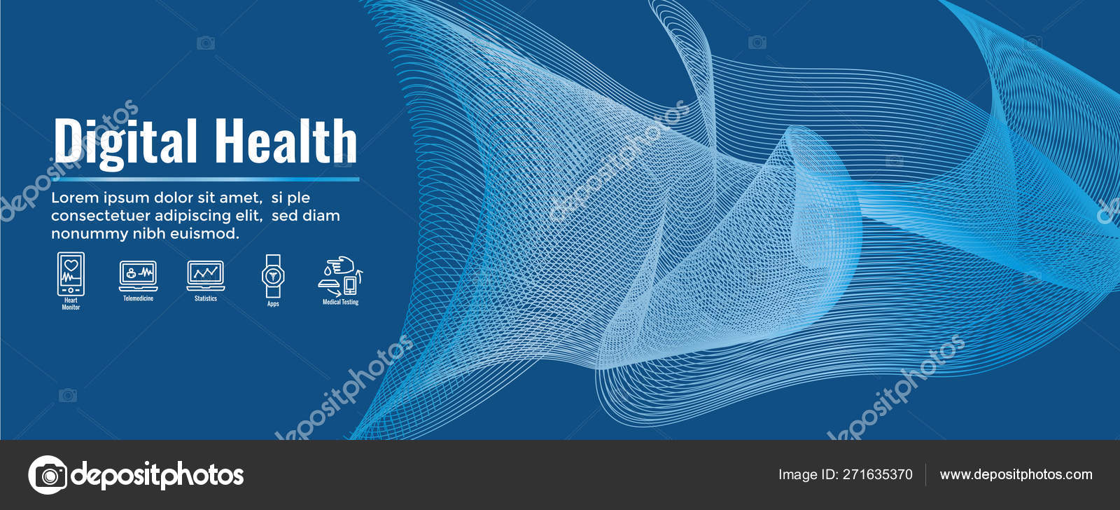 Digital Health Icon Set with Wearable Technology Web Header Bann Stock ...