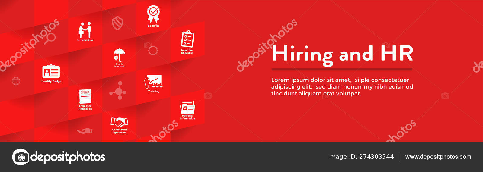 HR and Hiring Process icon set & Web Header Banner Stock Vector Image ...