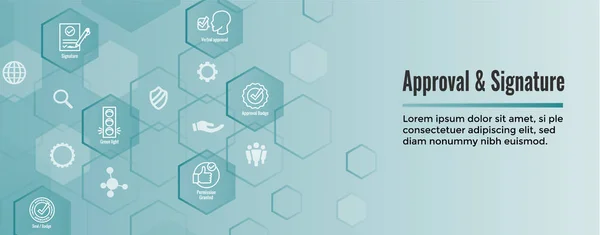 Approval and Signature Icon Set and Web Header Banner Stock Vector by ...