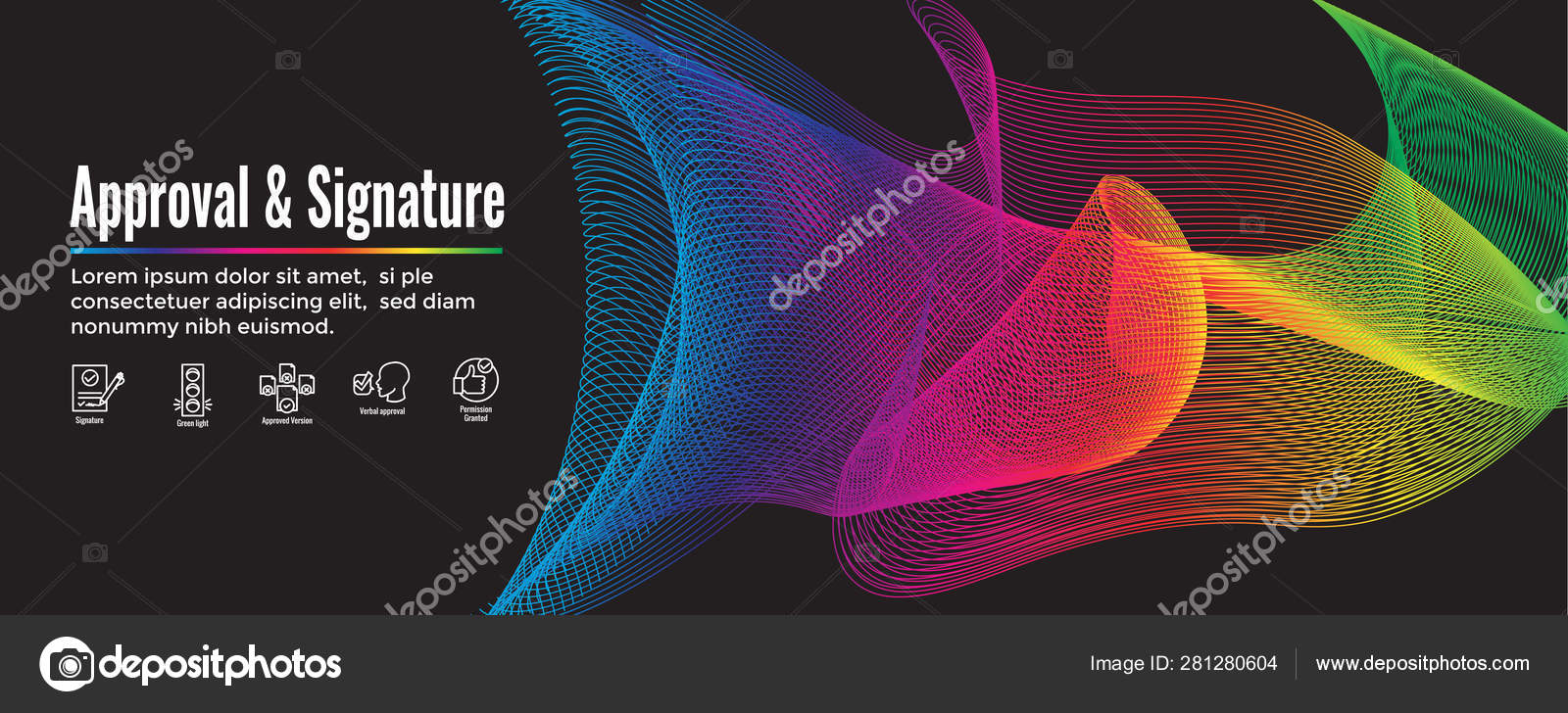 Approval and Signature Icon Set and Web Header Banner Stock Vector ...