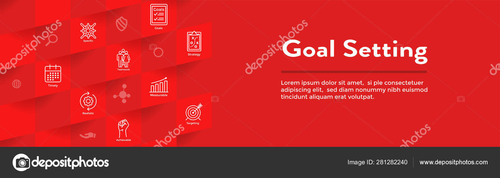 Smart Goals or Goal Setting Icon Set and Web Header Banner Stock Vector ...