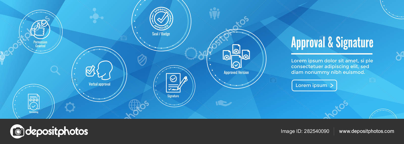Approval and Signature Icon Set and Web Header Banner Stock Vector ...