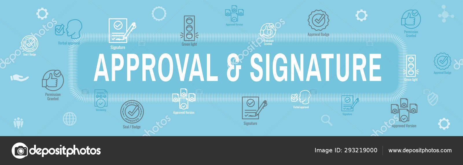 Approval and Signature Icon Set and Web Header Banner Stock Vector by ...