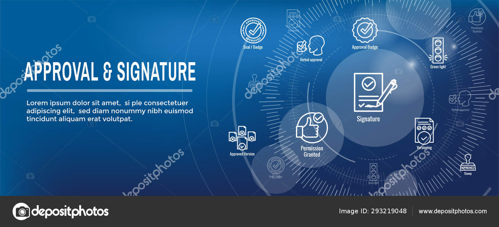 Approval and Signature Icon Set and Web Header Banner Stock Vector ...