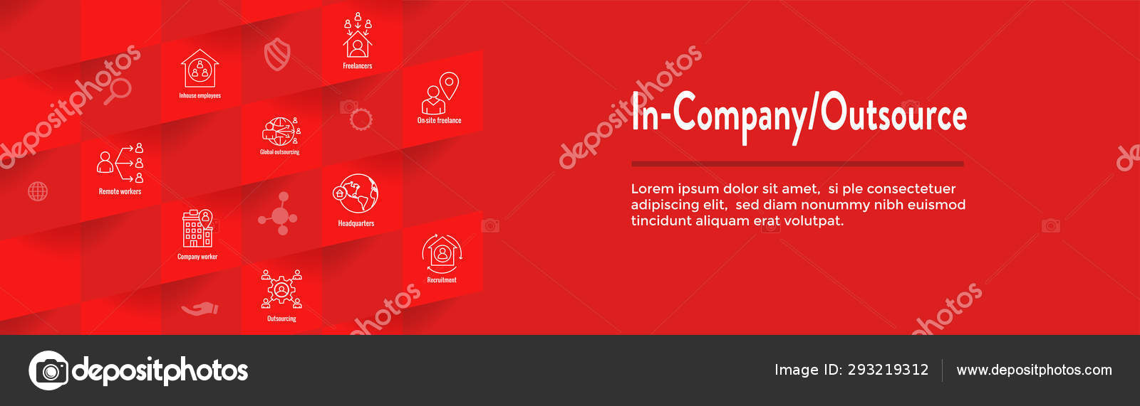 In-Company and Outsource Icon Set - web header banner Stock Vector ...