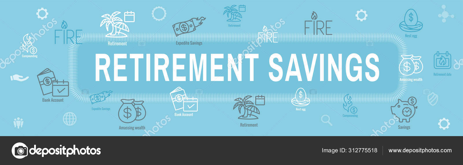 Retirement Savings Icon Set and Web Header Banner Stock Vector Image by ...