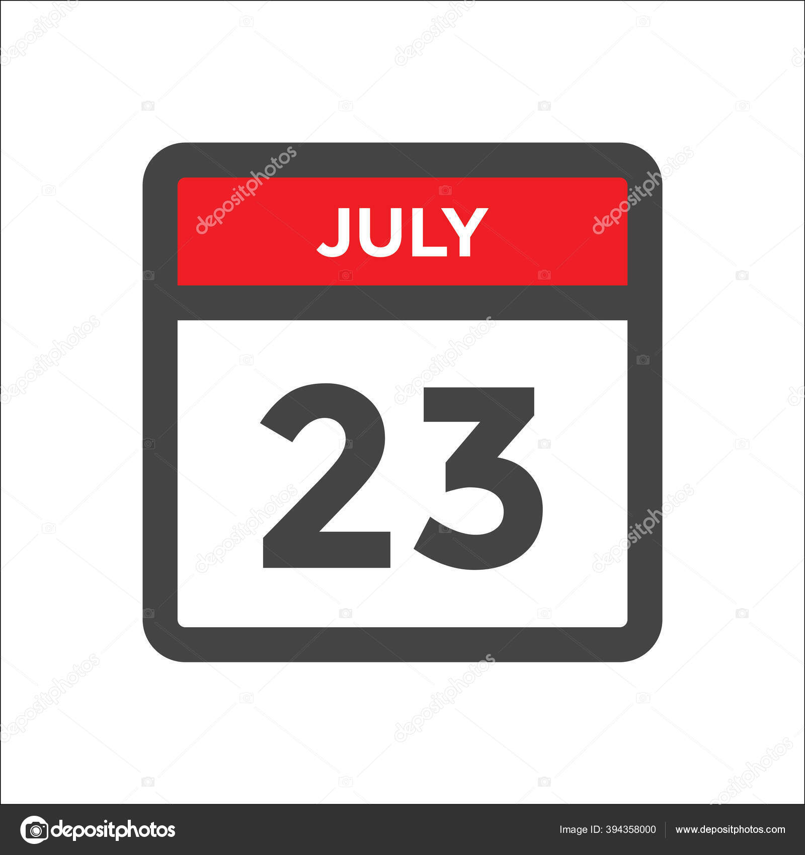 Julio Icono Del Calendario Con Día Del Mes Vector de stock por ...