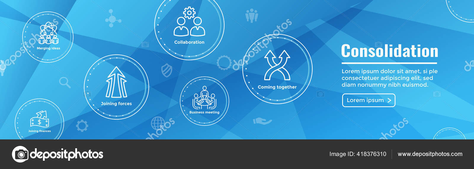 Companies Merging Together One Buying Out Other Icon Set Header Stock ...