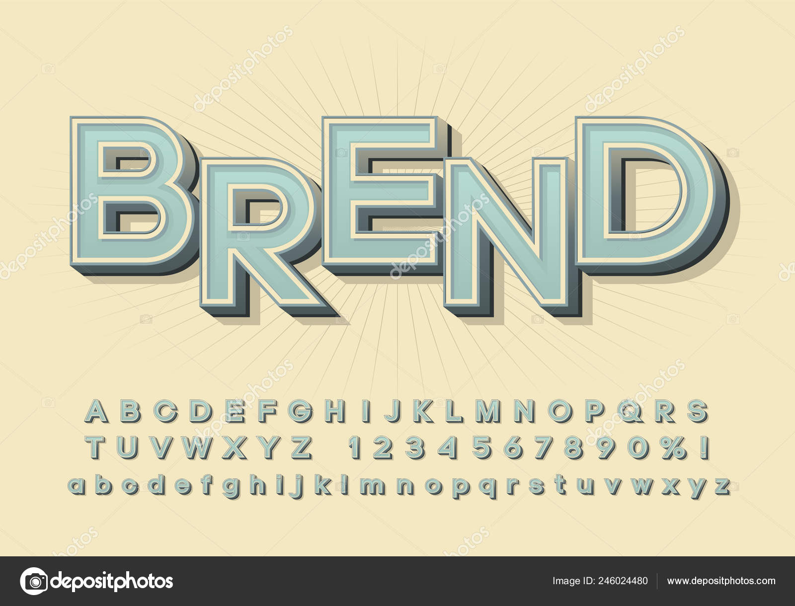 Vector alphabet, three-dimensional font with a shadow, simple letters ...